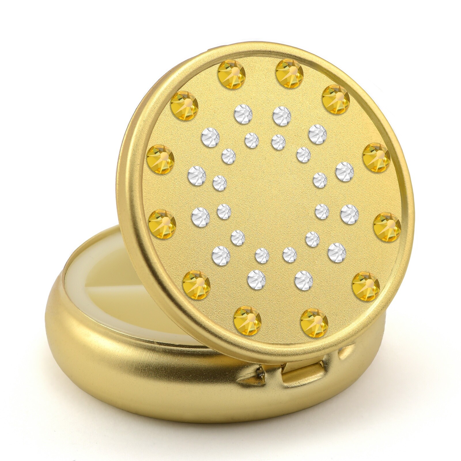 Pill Box in Gold Color with Swarovski Crystals Sun Design - Mont bleu Store